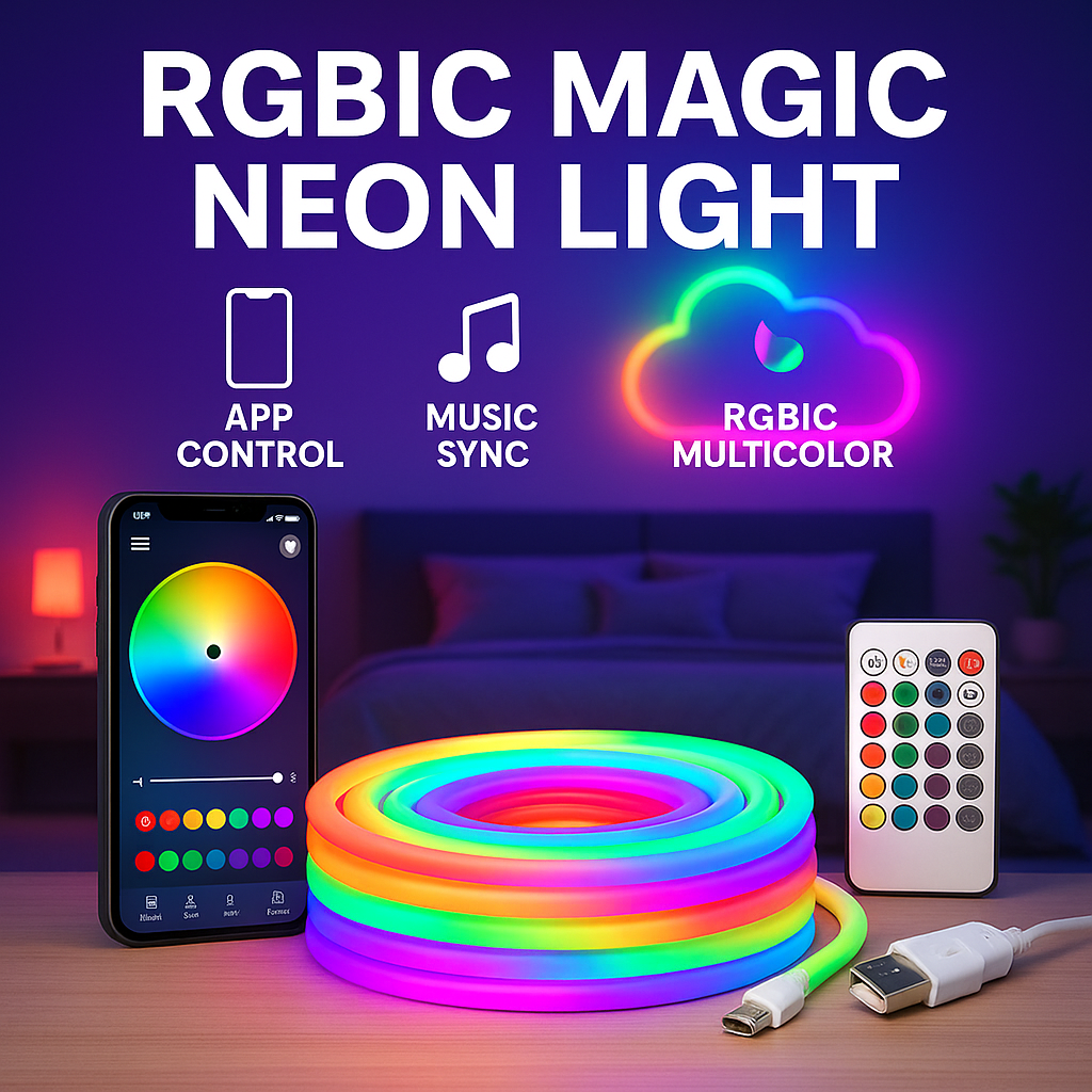 Neon Aura Smart RGBIC 5M Dynamic Neon Light – ECellStreet